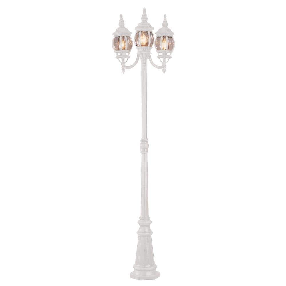 Bel Air Lighting Parkway 7.6 ft. 3-Light White Outdoor Lamp Post Light ...