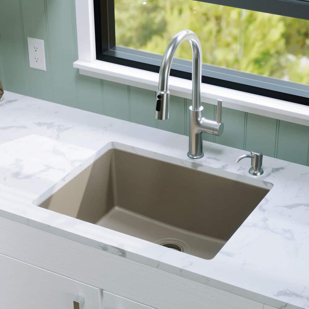 Karran QU- 820 Quartz/Granite 24.38 in Single Bowl Undermount Kitchen ...