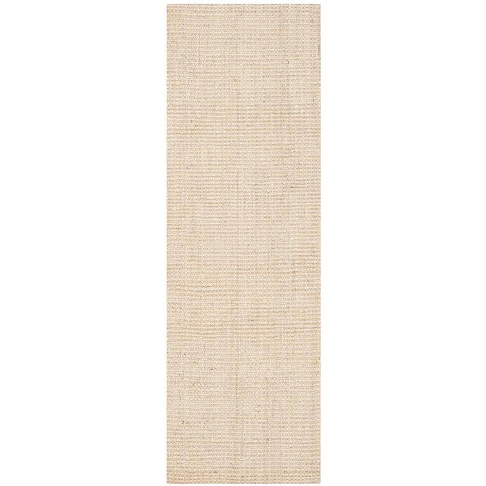 SAFAVIEH Natural Fiber Ivory 2 ft. x 7 ft. Solid Runner Rug NF730A-27 ...