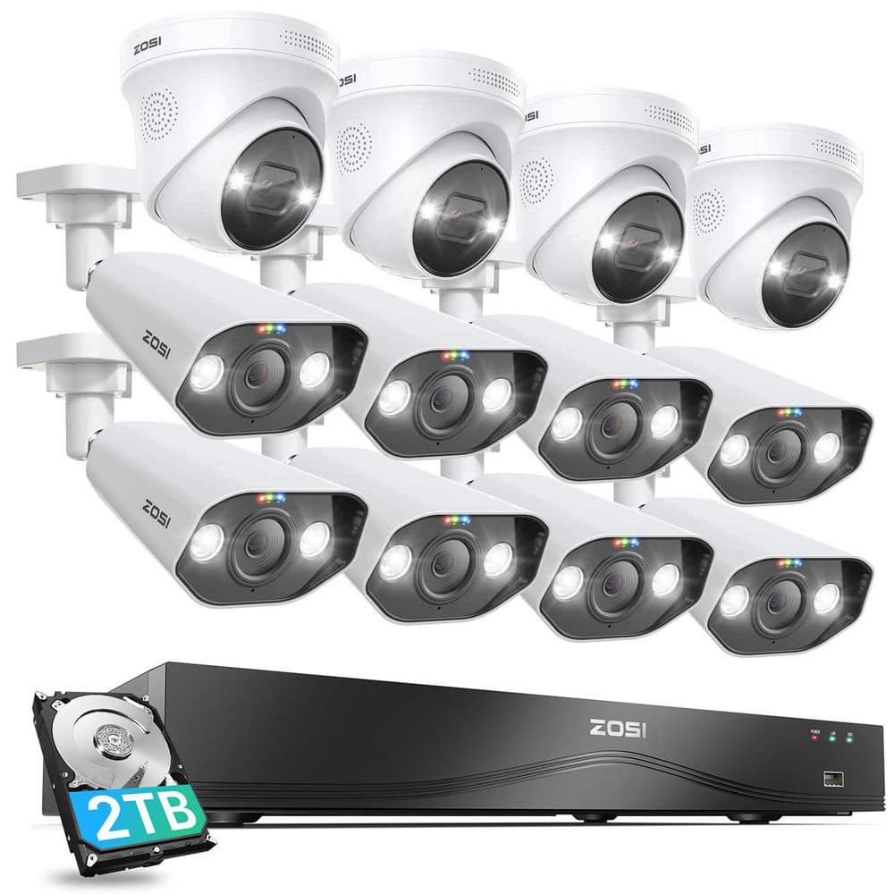 ZOSI 16-Channel 4K 8MP NVR Home Security Camera System with 12 Wired ...