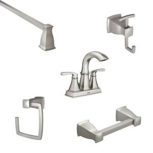 MOEN Darcy 4 in. Centerset 2-Handle Bath Faucet Combo Kit with 4-Piece ...