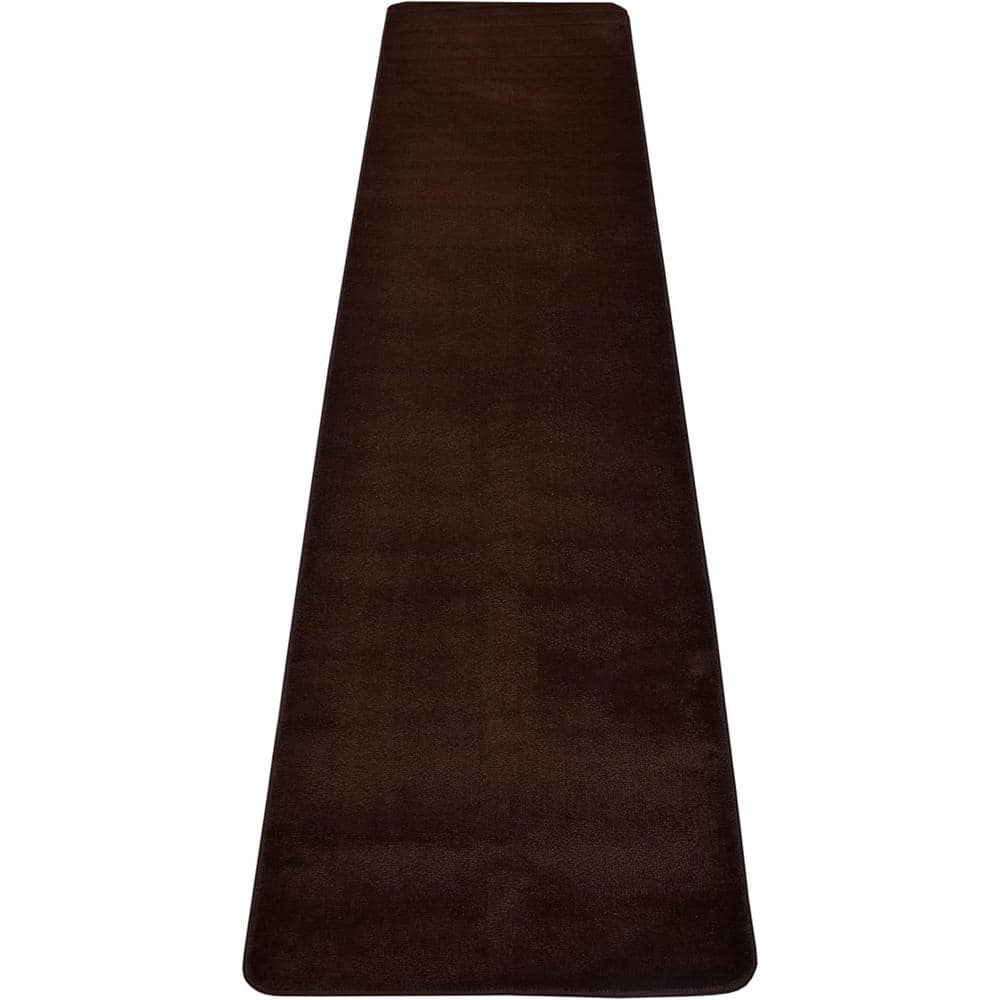RugStylesOnline Euro Solid Collection Brown 26 in. W x 120 in. L Stair ...