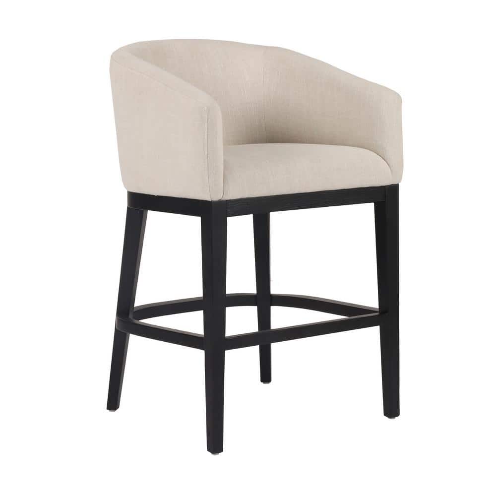 East At Main Cody 24 in. Beige and Matte Black Barrel Back Solid Wood ...