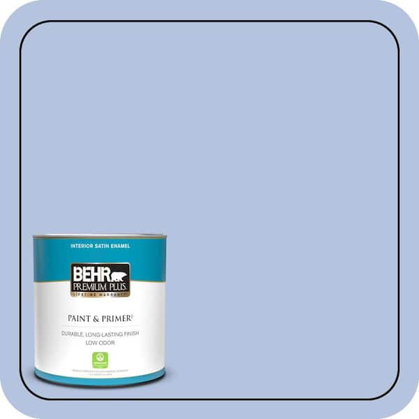 BEHR PREMIUM PLUS 1 qt. #600C-3 Periwinkle Bud Satin Enamel Low Odor ...