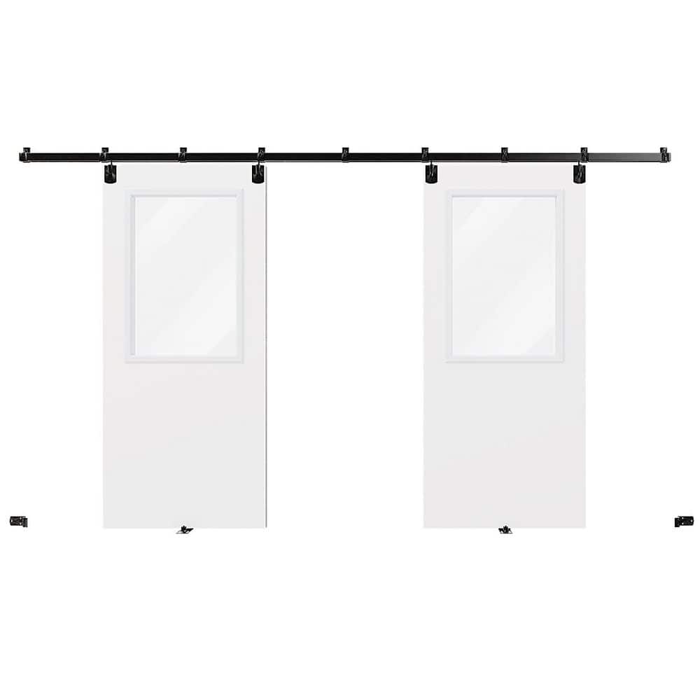 TENONER 72 in. x 80 in. 1 Lite, Clear Glass, White Primed, Composite ...