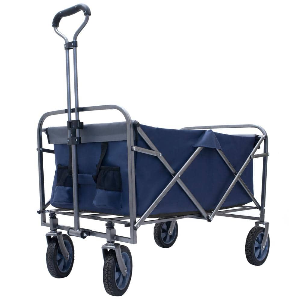 Zeus & Ruta Navy 19 cu. ft. Steel Garden Cart Outdoor Garden ...