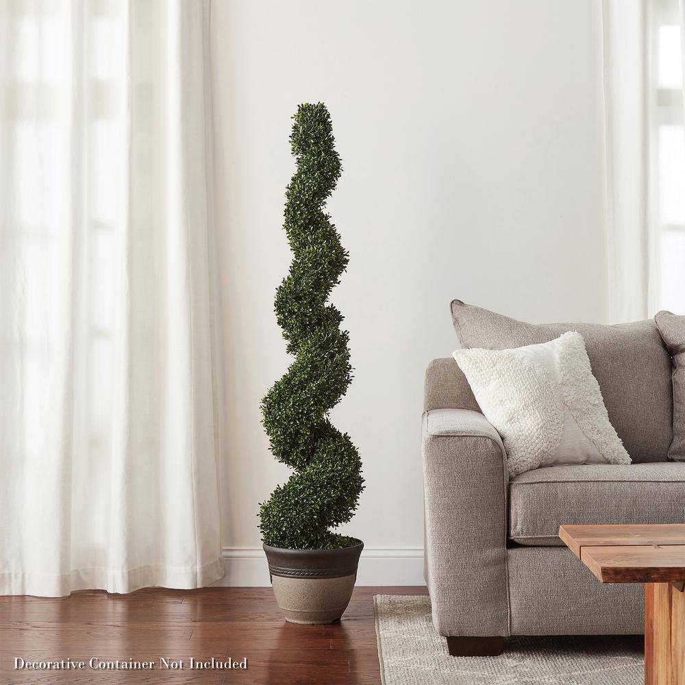 Pure Garden 60 in. Artificial Faux Boxwood Spiral Topiary HW1500143 ...