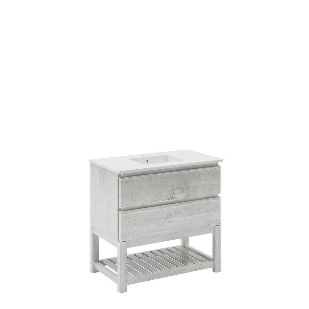 Fresca Formosa 36 in. Single Sink Freestanding Open Bottom Rustic White ...