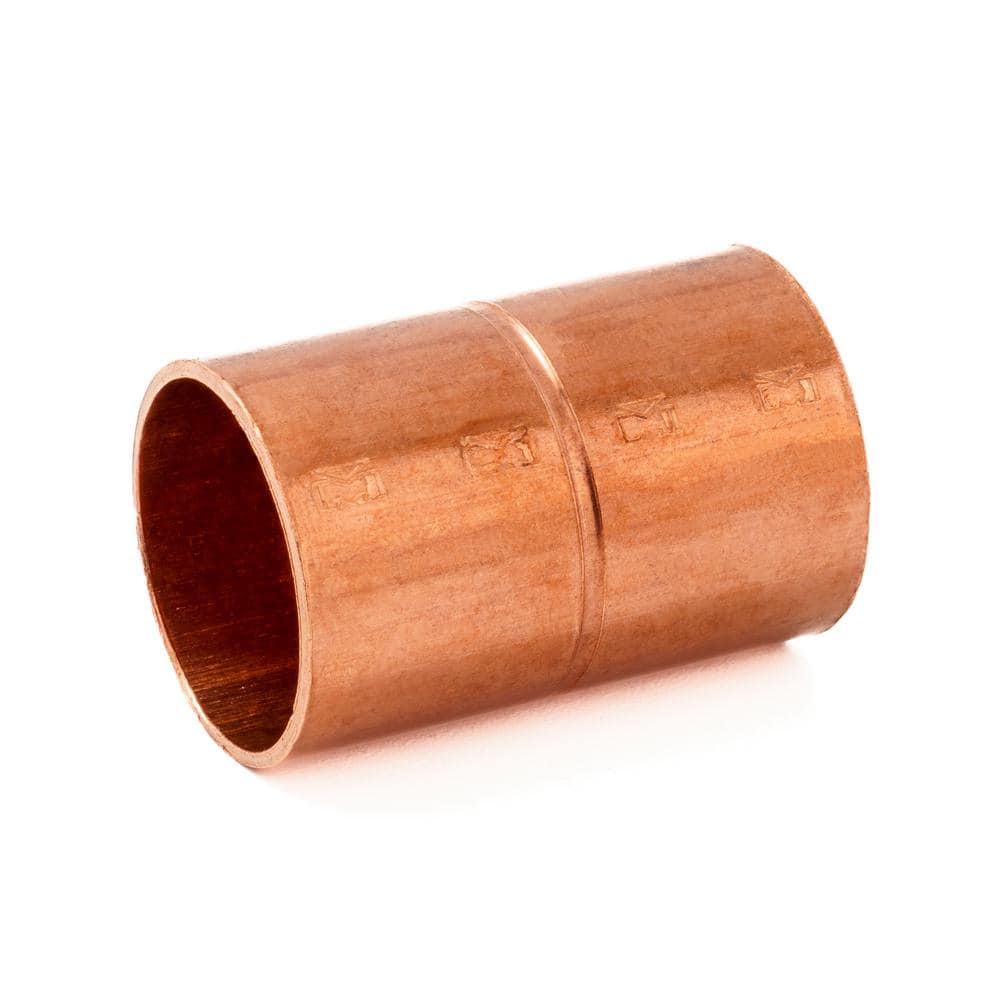 Everbilt 1 in. Copper Pressure Cup x Cup Coupling with Stop Fitting W ...