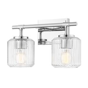 KICHLER Madden 14.25 in. 2-Light Chrome Modern Bathroom Vanity Light ...