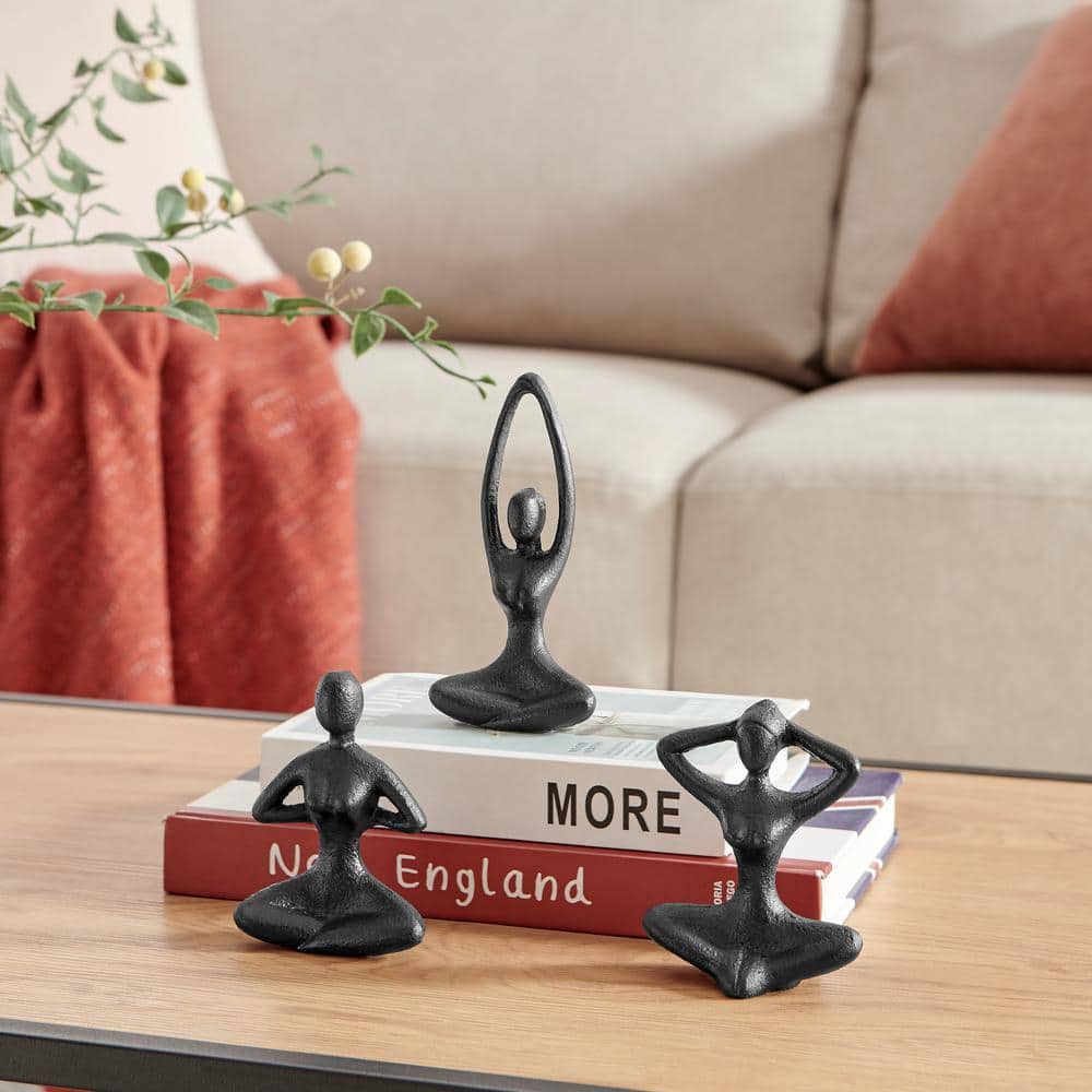 DANYA B Dark Brown Cast Iron Female Peaceful Yoga Figures Decorative ...