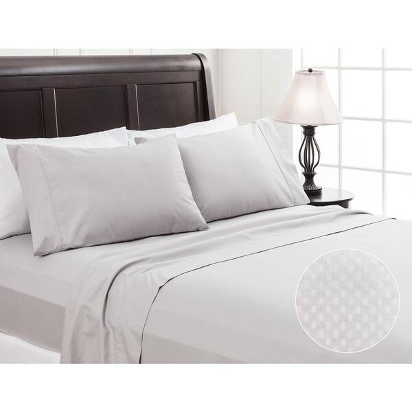 CHANASYA 4-Piece Gray Solid Color Checkered Embossed Microfiber ...