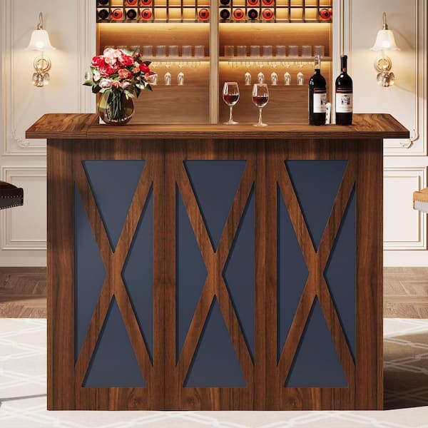 BYBLIGHT Kearsten 43.3 in. H Vintage Brown and Dark Blue Rectangular ...