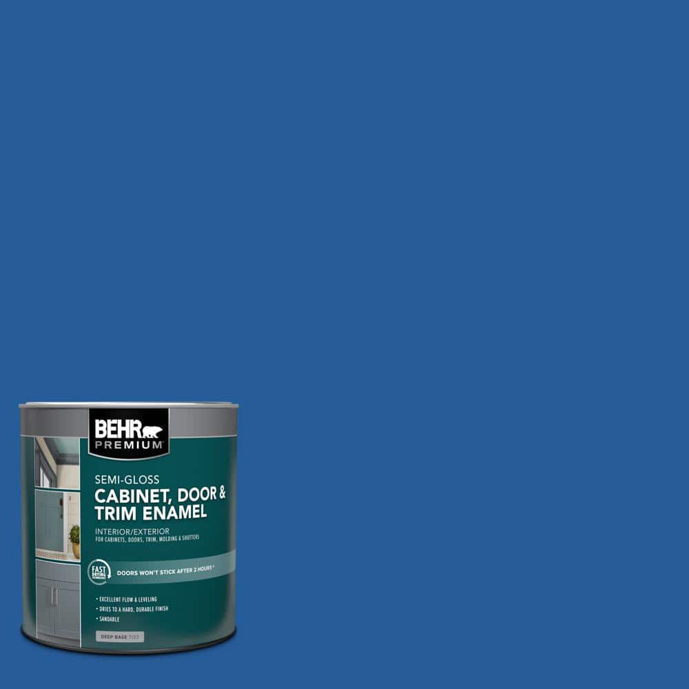 BEHR PREMIUM 1 qt. #P510-7 Beacon Blue Semi-Gloss Enamel Interior ...