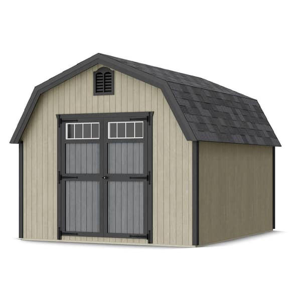Little Cottage Co. Classic Gambrel 10 ft. x 10 ft. Outdoor Wood Storage Shed Precut Kit with 6 ...