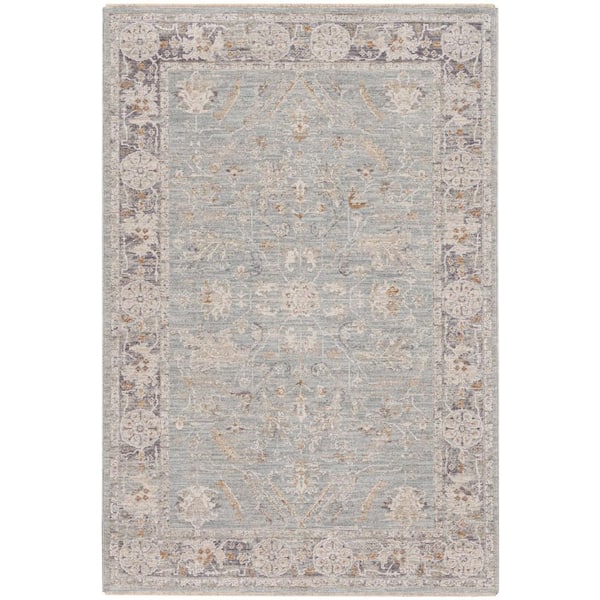 Nourison Asher Blue Ivory 4 ft. x 6 ft. All-over design Traditional ...