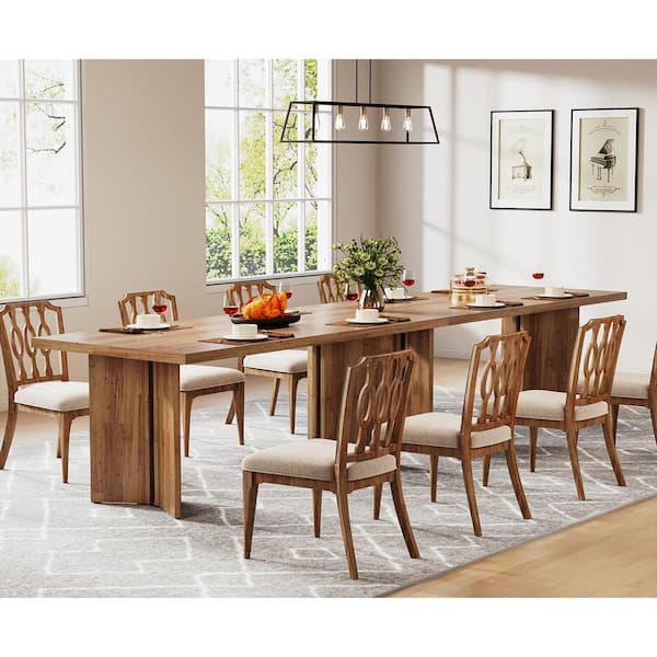 BYBLIGHT Farmhouse Brown Engineered Wood 63 in. Pedestal Dining Table Seats 6 BB JW0676DTGX The Home Depot