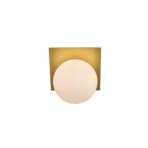 Simply Living 6 in. 1-Light Modern Brass Vanity Light with Frosted ...