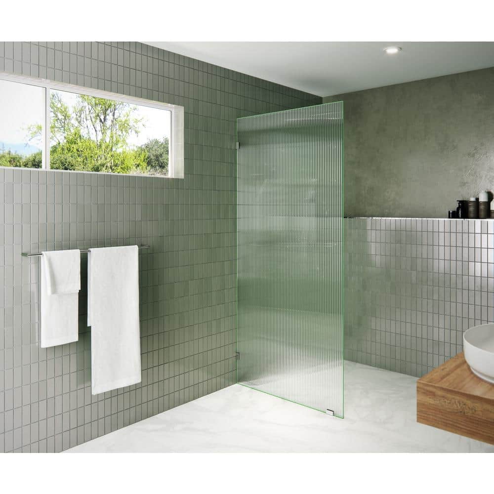 Glass Warehouse 34 in. W x 78 in. H Fixed Single Panel Frameless Shower ...
