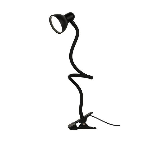 15.8 in. Black Dimmable and Flexible LED Clip-On Desk Lamp w/ Gooseneck ...