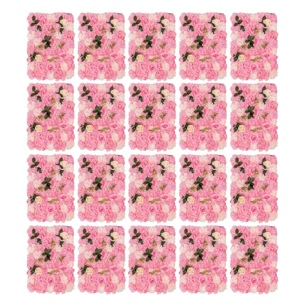 YIYIBYUS 15.75 in. x 23.62 in. 20-Pieces Dark Pink Artificial Rose ...