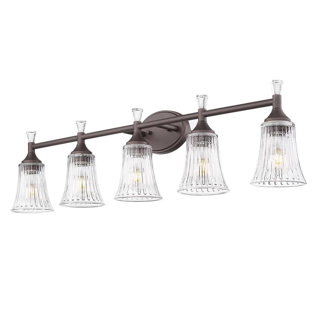 JAZAVA 38 in. Modern 5-Light Oil Rubbed Bronze Finish Vanity Lighting ...