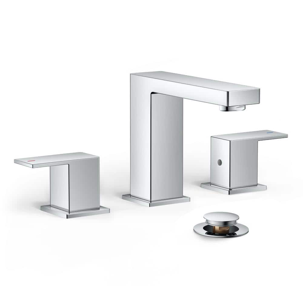 androme 8 in. Widespread Double-Handle Bathroom Vanity Faucet with Pop ...