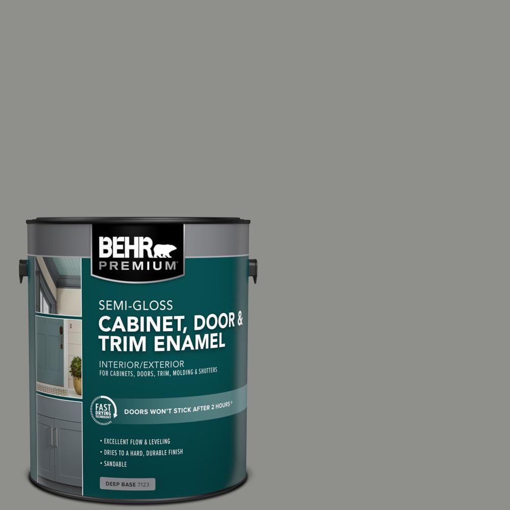 BEHR PREMIUM 1 gal. #PPU24-20 Letter Gray Semi-Gloss Enamel Interior ...
