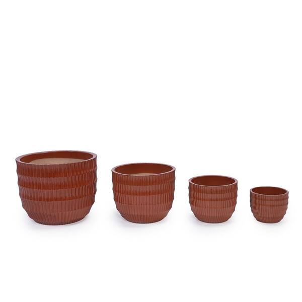 Fluted Ceramic Flowerpot, Modern Planter for Patio, Garden, Windowsill ...