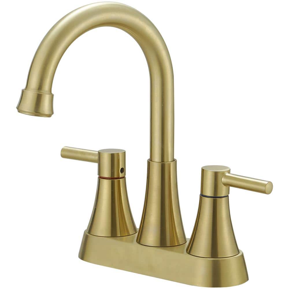 BWE 4 in. Centerset 2-Handle High-Arc Bathroom Faucet in Brushed Gold A ...