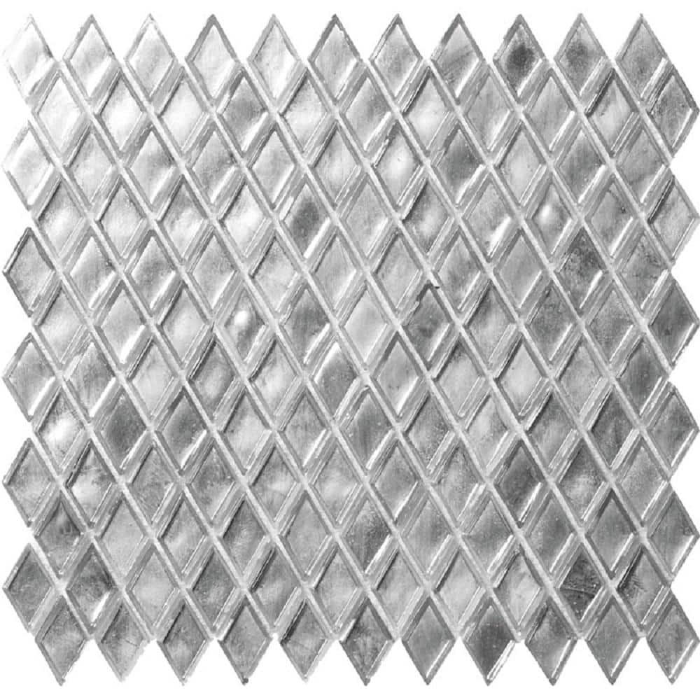 Apollo Tile Silver 4 in. x 5 in. Diamond Glossy Glass Mosaic Floor and ...