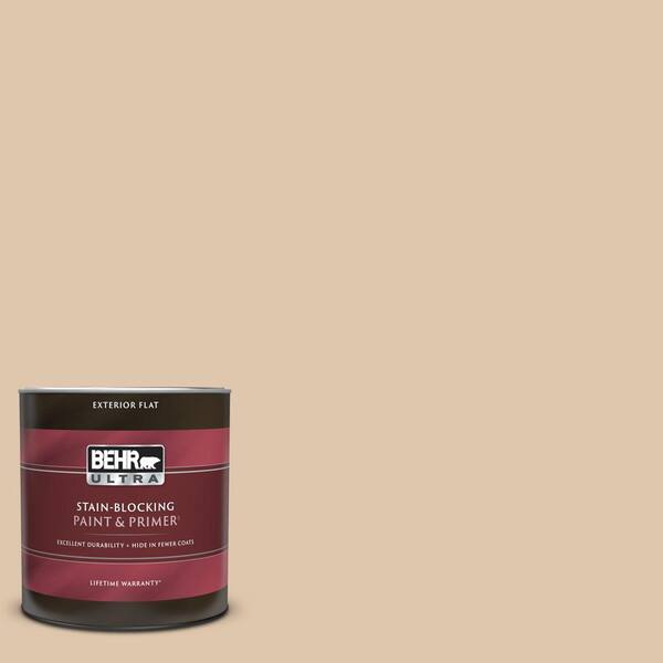 BEHR ULTRA 1 qt. #N260-2 Almond Latte Flat Exterior Paint & Primer ...