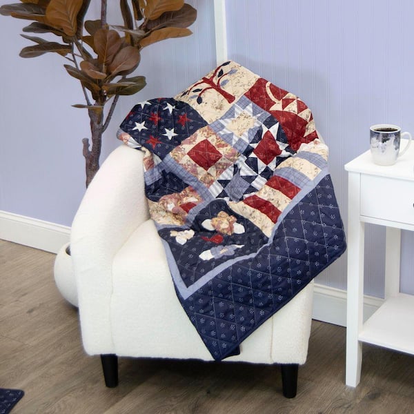 DONNA SHARP County Fair Blue and Red Polyester Throw Blanket 65629 ...