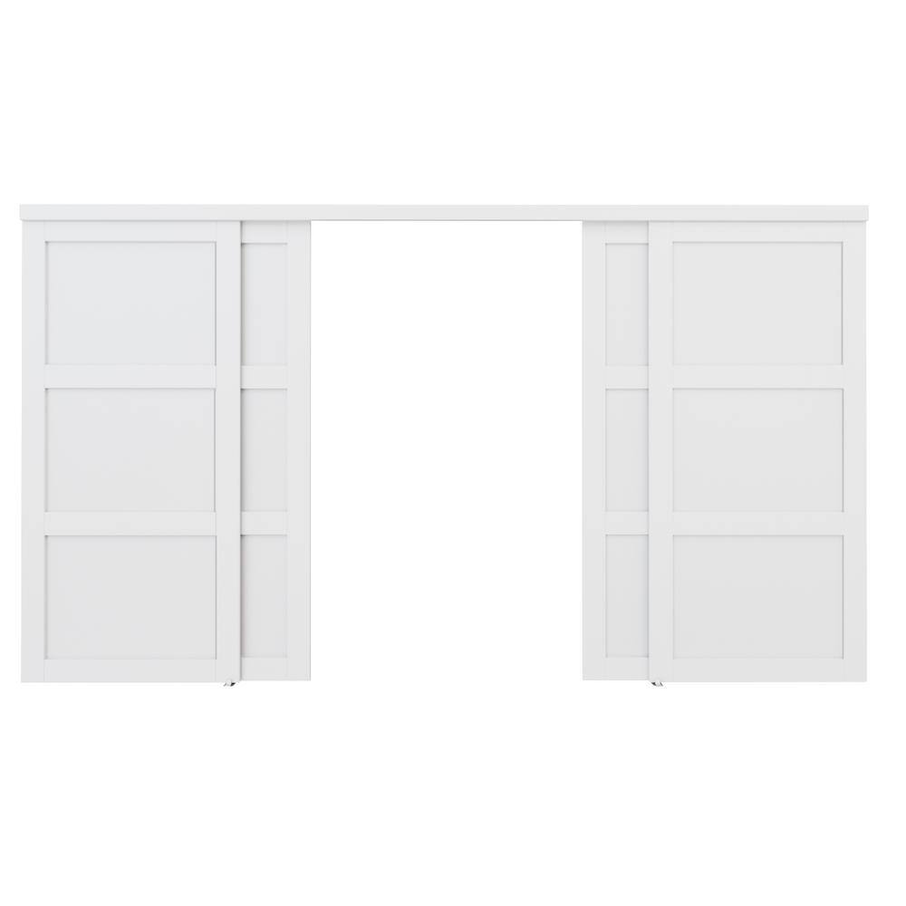 ARK DESIGN 144 in. x 80 in. Paneled 3-Lite White Primed MDF Muti-Design ...