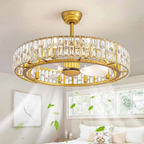 WDETR 32 in. Indoor 10-Light Modern Downrod Mount Gold Bladeless ...