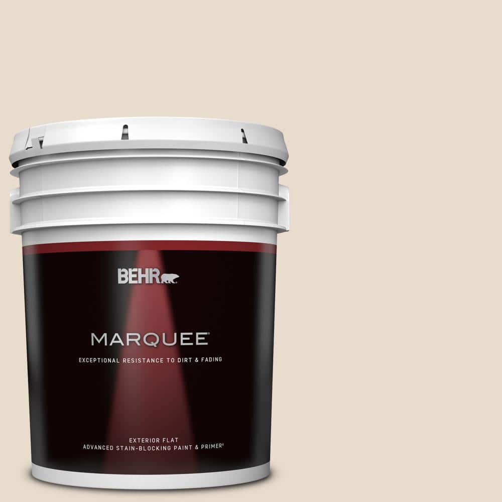 BEHR MARQUEE 5 gal. #OR-W11 White Mocha Flat Exterior Paint & Primer ...