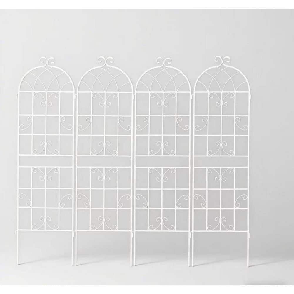 4-Pack 71 in. H Cream White Iron Garden Trellis, Sturdy Rustproof ...