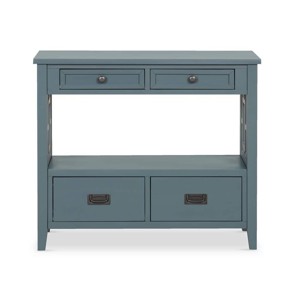 Utopia 4niture Dewei 36 in. Blue Rectangle Wood Console Table with 4 ...