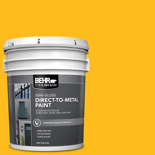 BEHR PREMIUM 5 gal. #P290-7 Laser Lemon Semi-Gloss Direct to Metal ...