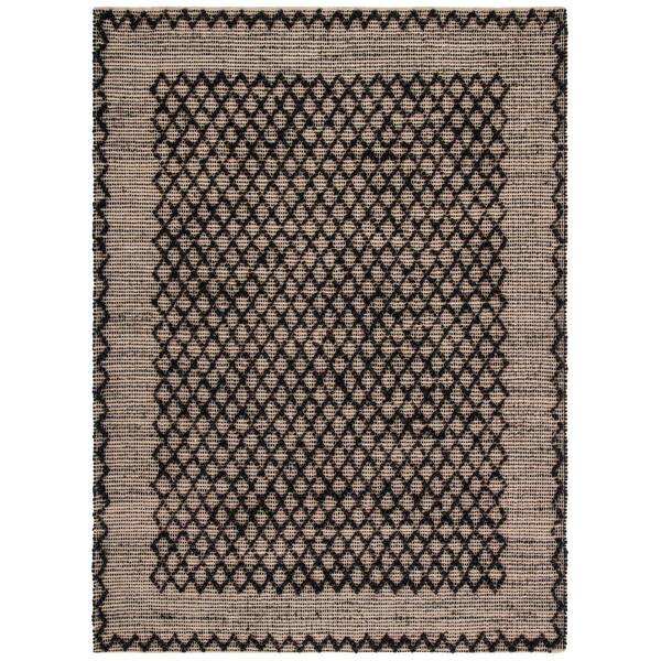 SAFAVIEH Natural Fiber Black/Beige 5 ft. x 8 ft. Trellis Border Area ...