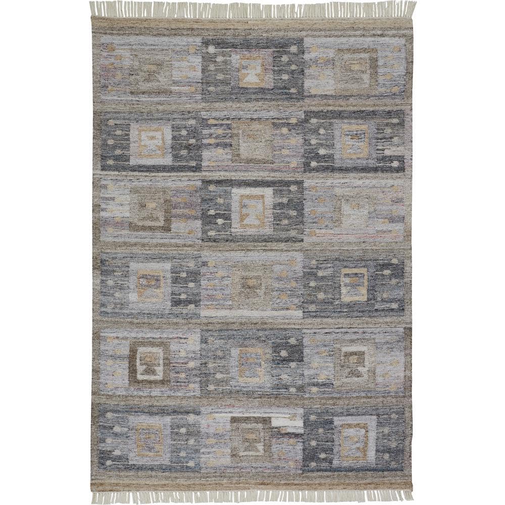 HomeRoots Gray Geometric 9 ft. x 12 ft. Area Rug 2000512461 - The Home ...