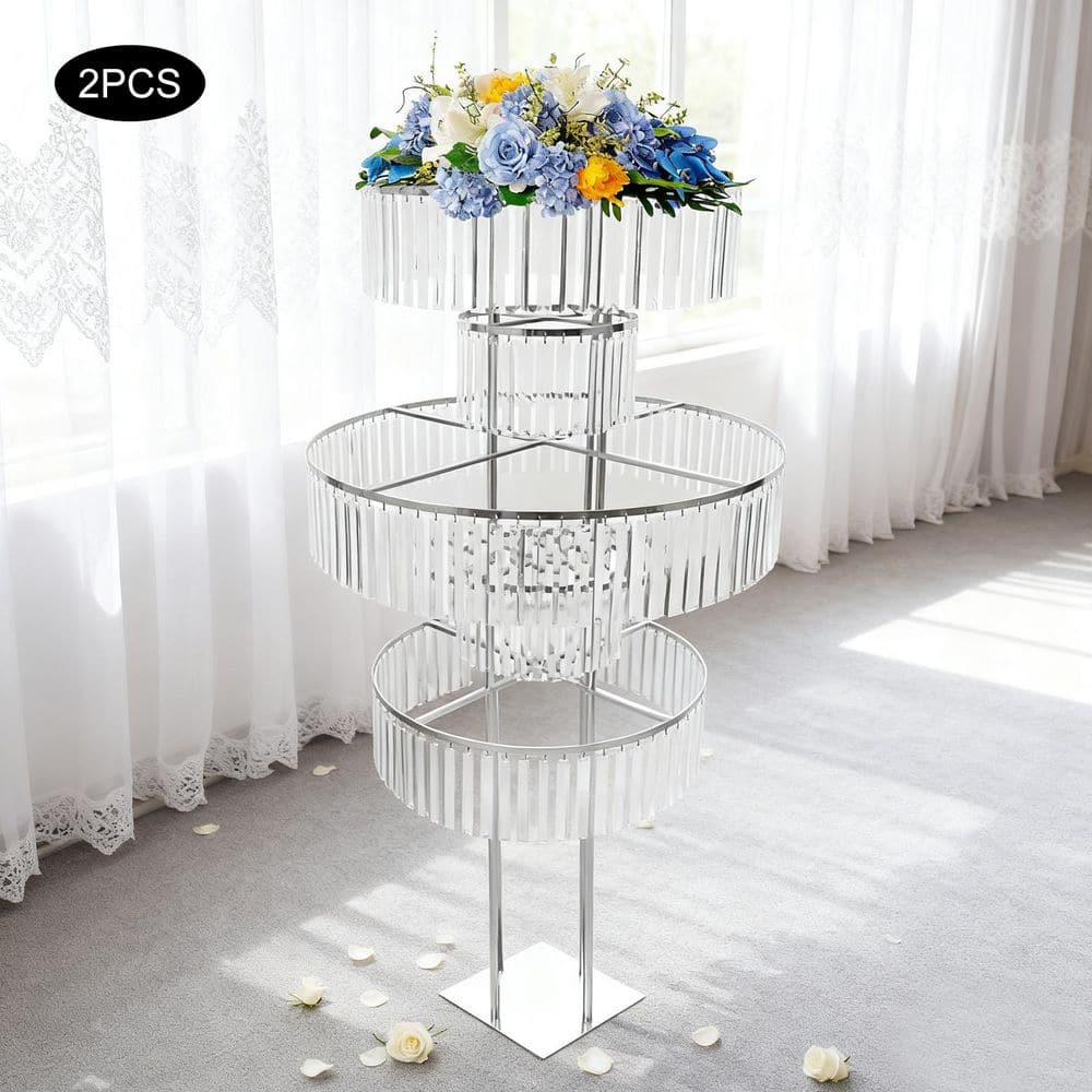 YIYIBYUS 61 in. x 31.5 in. Silver Metal Iron Frame Acrylic Pendant 5 ...