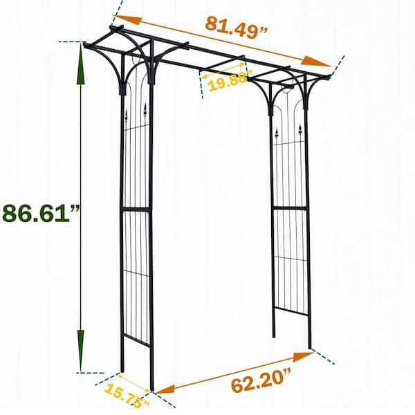 86 in. x 81 in. Metal Garden Arch, Garden Arbor Trellis Climbing Plants ...