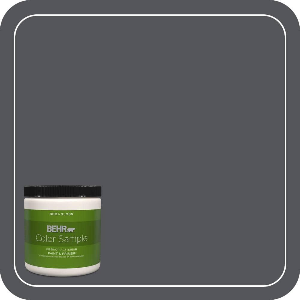 BEHR PREMIUM PLUS 8 oz. #N510-6 Orion Gray Semi-Gloss Interior/Exterior ...