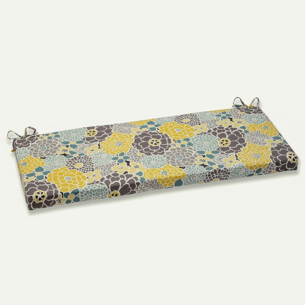 Pillow Perfect Floral Rectangular Outdoor Bench Cushion in Blue 534985 ...