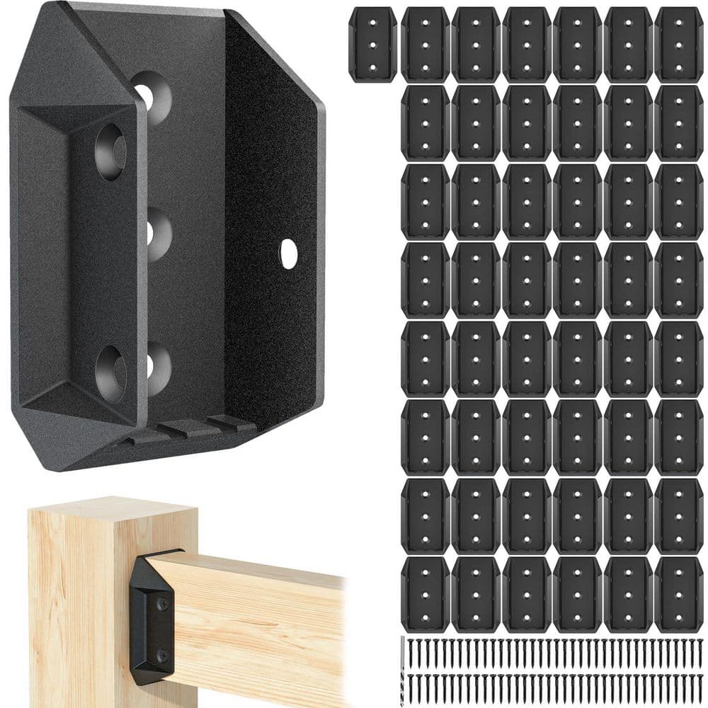 Afoxsos 50-Pieces Aluminum 3.86 in. H x 2.5 in. W Deck Railing Bracket ...