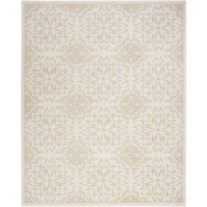 Nourison Jubilant Ivory Beige 5 ft. x 5 ft. Floral Transitional Round ...