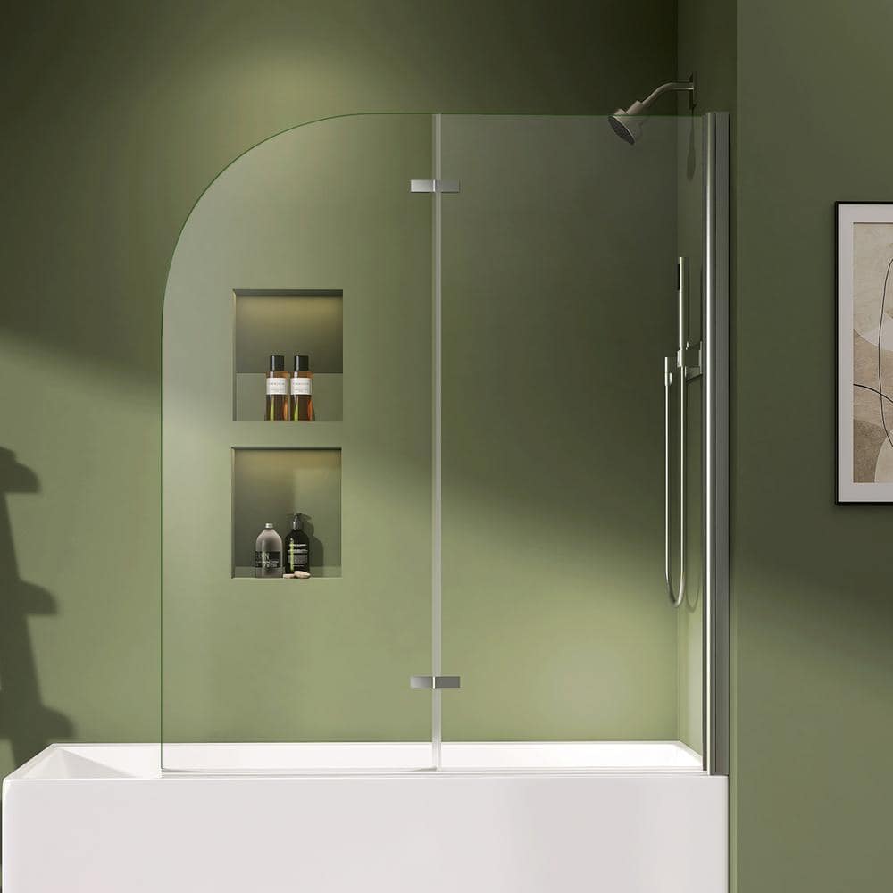 Zeafive 48 in. W x 58 in. H Frameless Foldable Swing Bathtub Shower ...