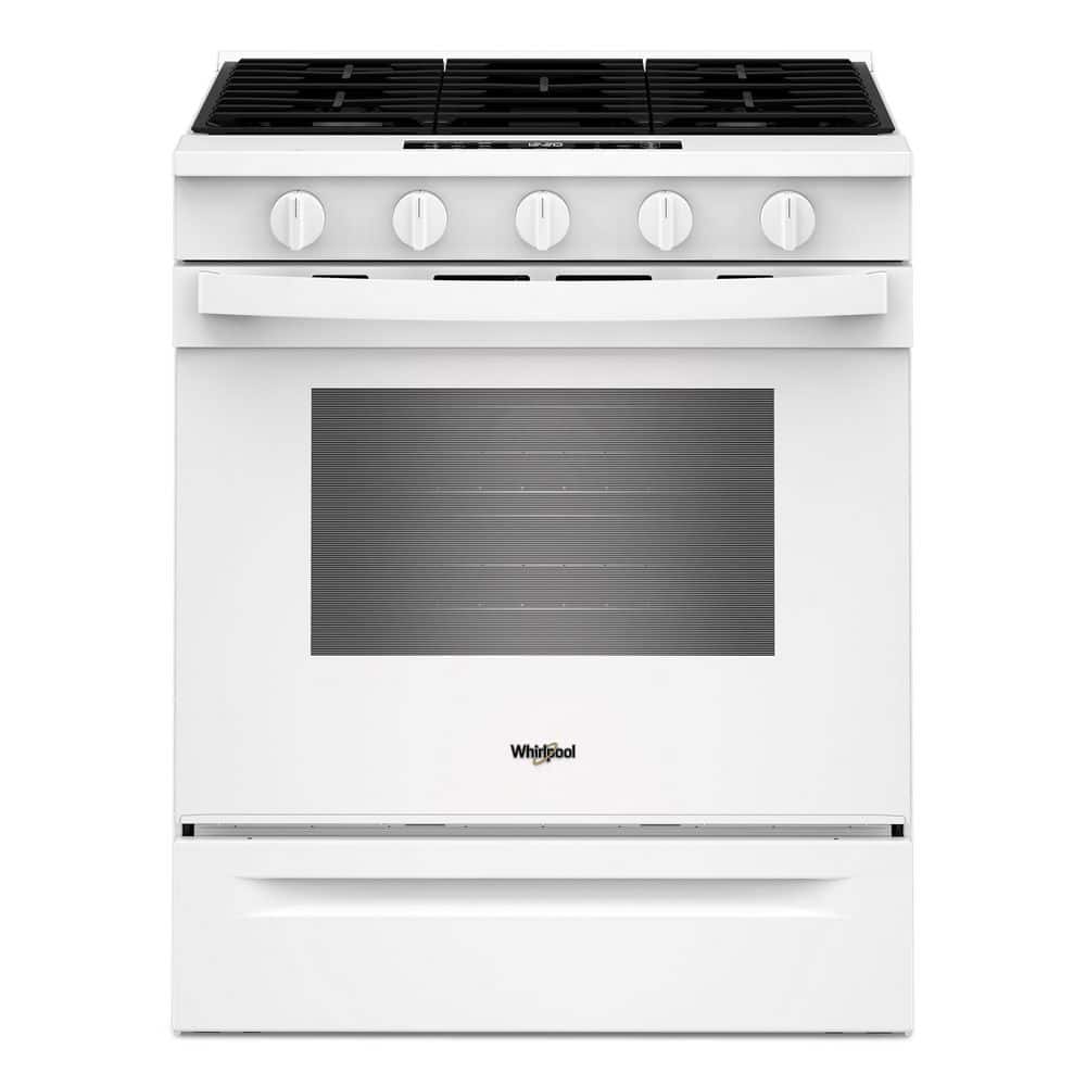 Whirlpool 30 in. 5 Element Slide-In Gas Range in White with Air Cooking ...