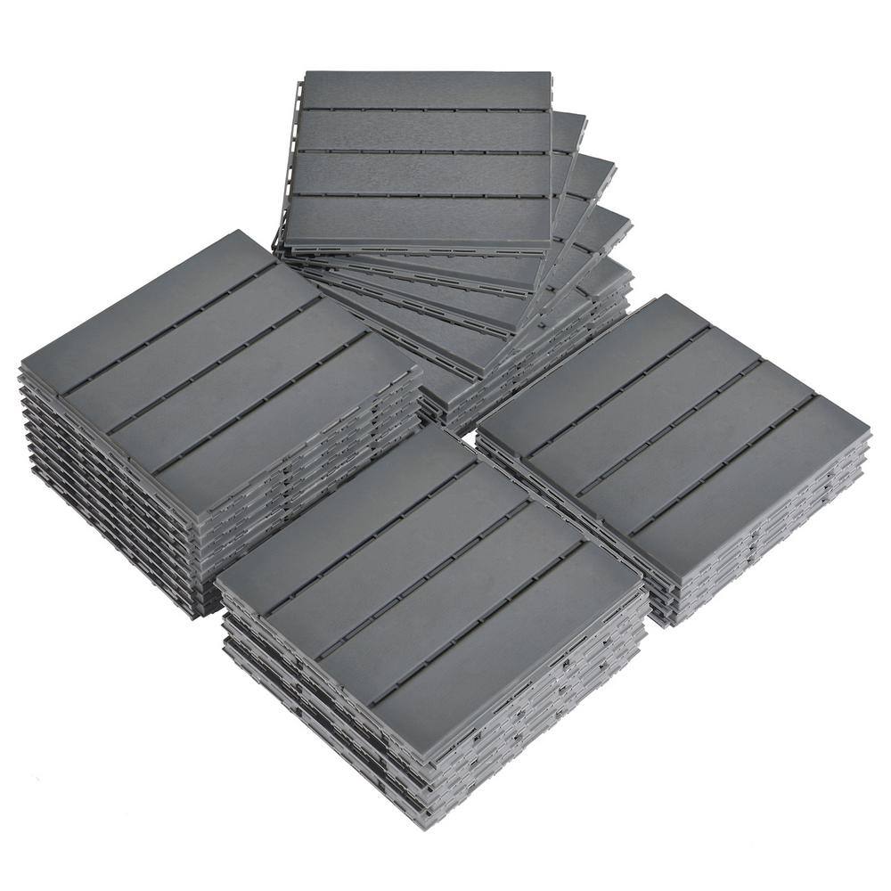 Karl home 0.98 ft. x 0.98 ft. Composite Deck Tile in Gray (27 Per Case ...